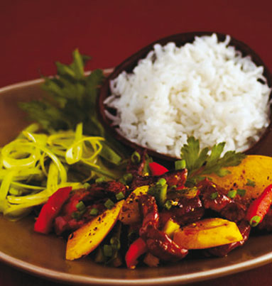 Bœuf Pays sauté aux mangues et poivrons - Boeuf Pays Réunion